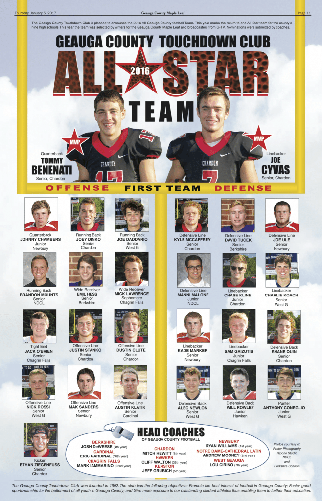 Geauga TD Club Announces Team | Geauga County Maple LeafGeauga County ...