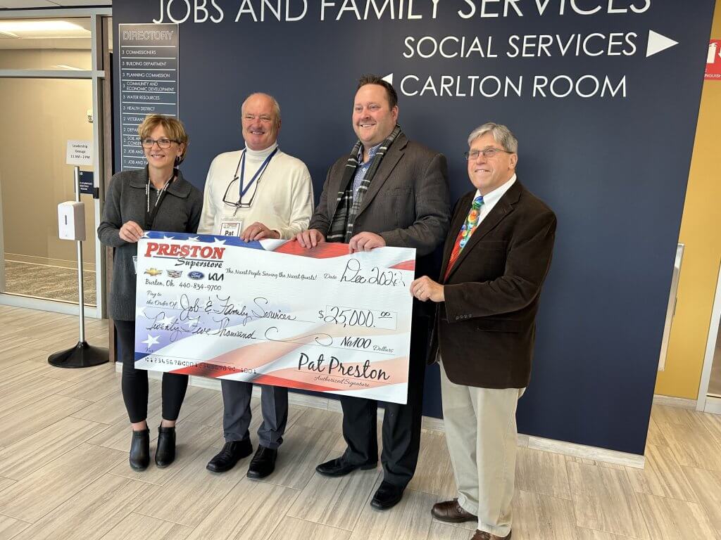 Preston Gifts $25,000 to GC Job & Family Services | Geauga County Maple ...