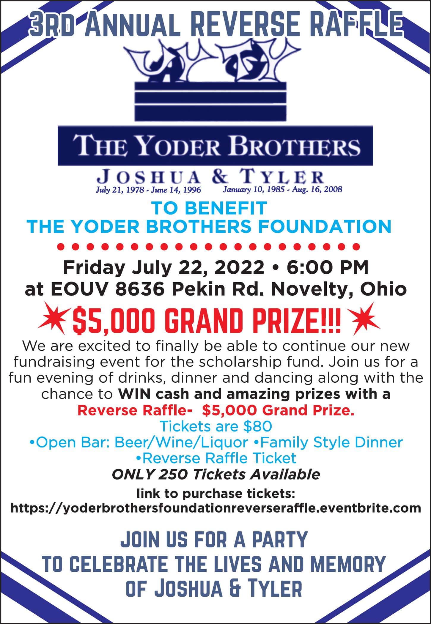 4th Annual Reverse Raffle to Benefit Yoder Brothers Foundation | Geauga ...