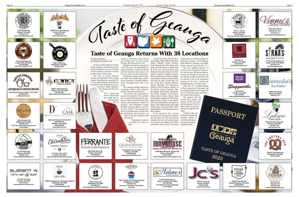 Taste of Geauga Returns With 38 Locations | Geauga County Maple ...