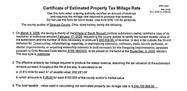 South Russell Village Council Considers Levy for Bell Road Pathway ...